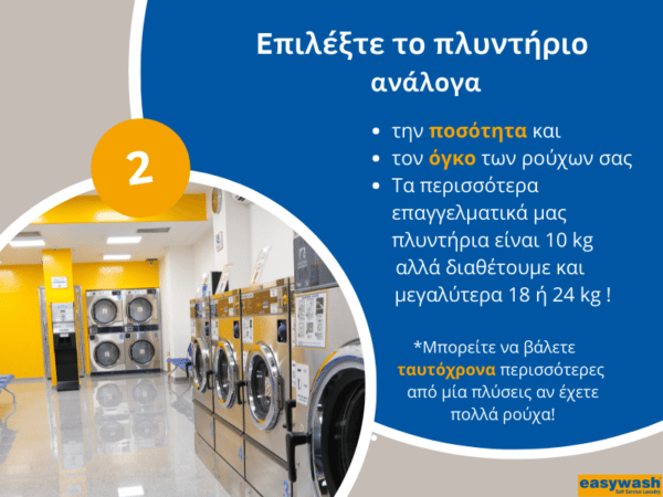 Οδηγίες πλυσίματος και στεγνώματος ρούχων στα easywash Self Service Laundry